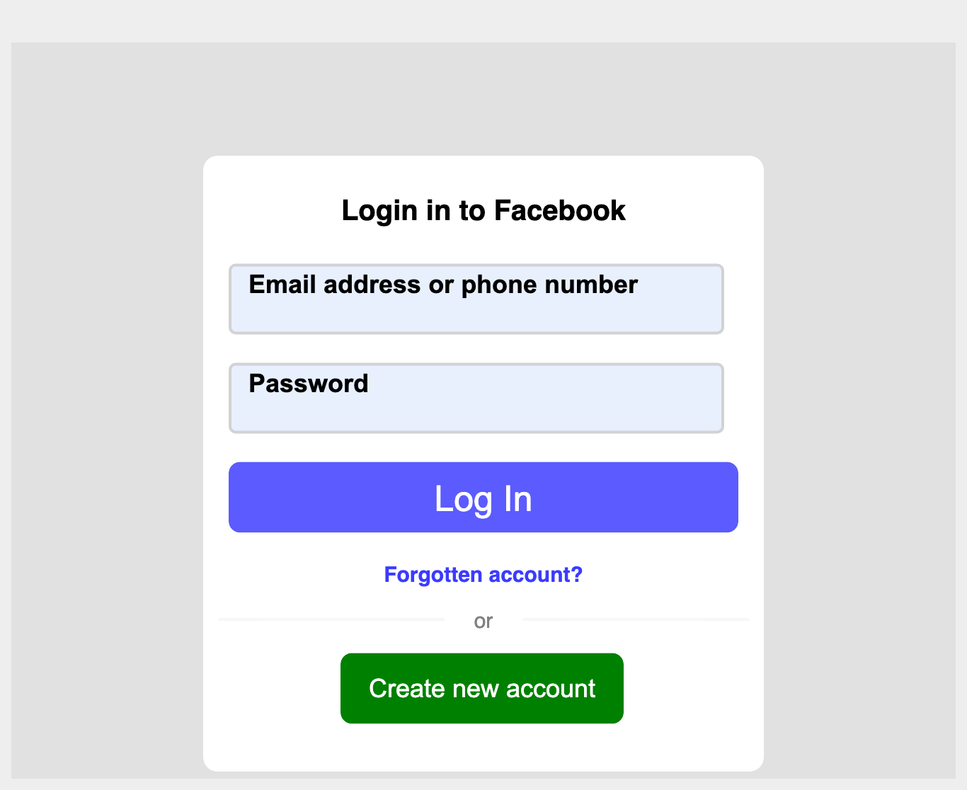 aptLearn Code Playground | Facebook Login Page Clone